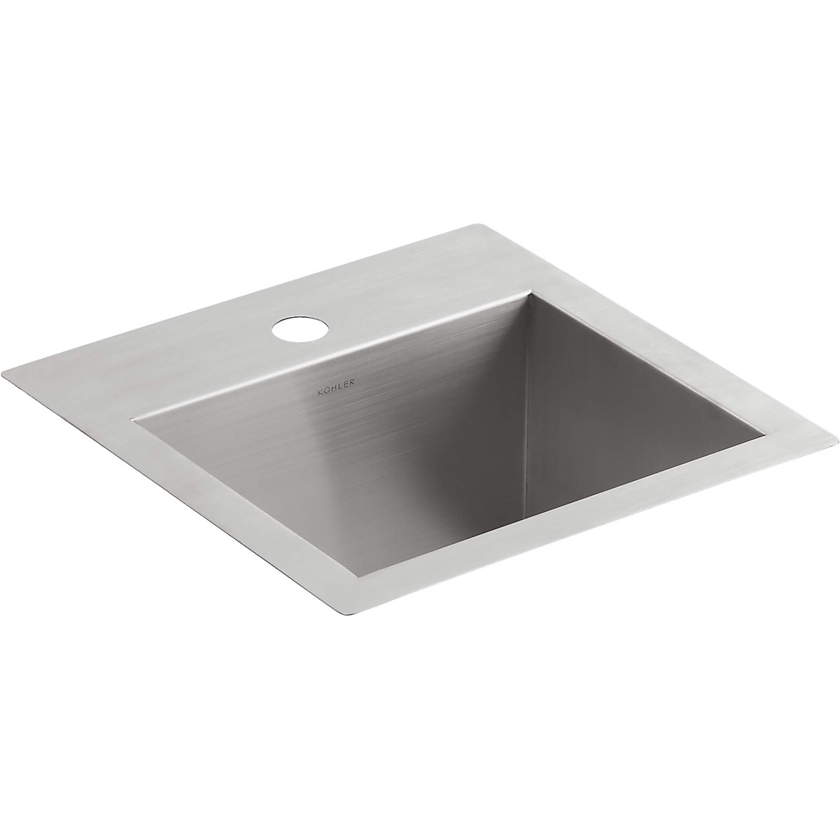 KOHLER Vault 15" Single Bowl 18-Gauge Stainless Steel Entertainment Bar Secondary sink with Single Faucet Hole K-3840-1-NA Drop-in or Undermount Installation