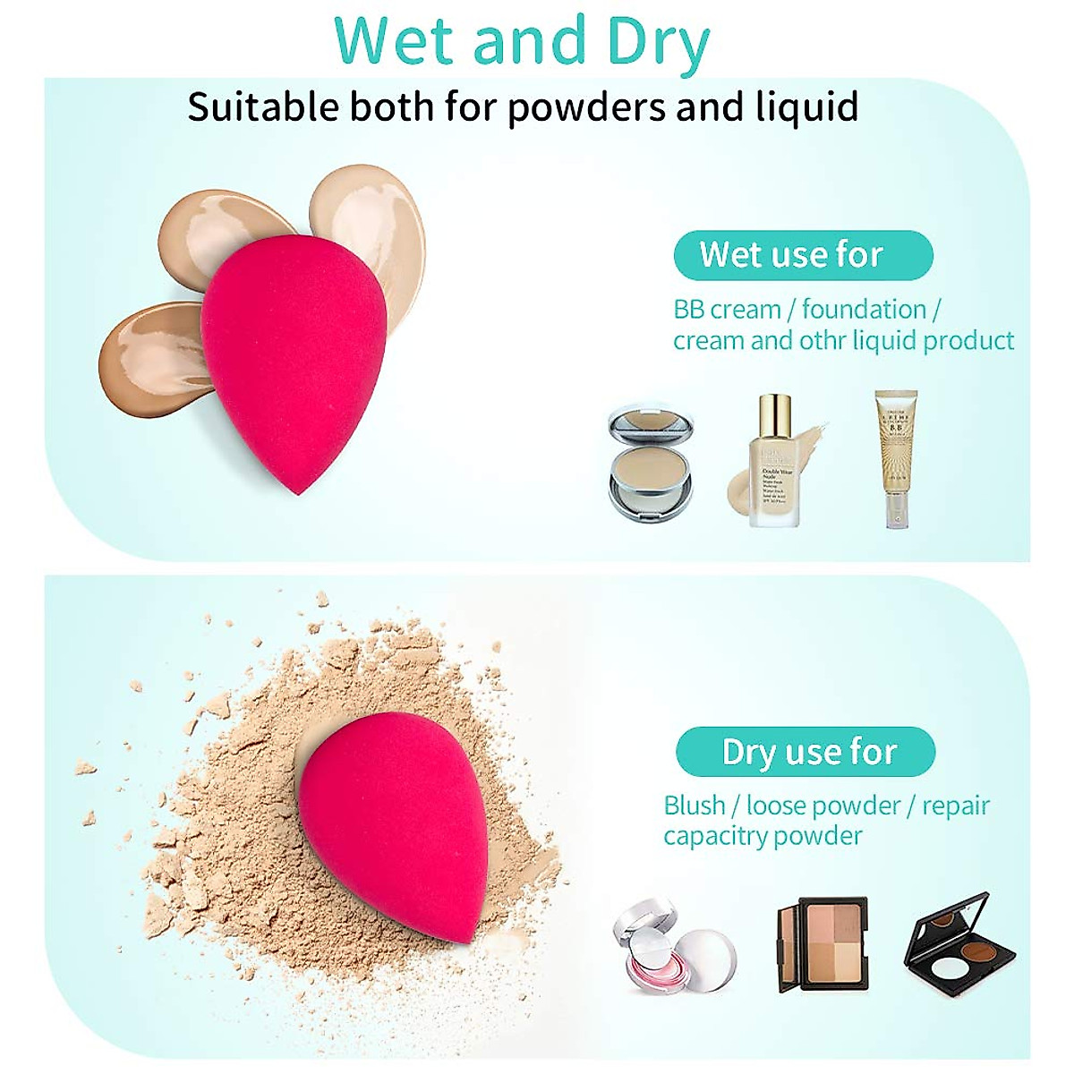 GUIGUDESN 5Pcs Makeup Sponges,Multi-Colored Facial Sponges Beauty Blender Sponge Egg Mix Sponge Foundation Applicator Makeup Sponge