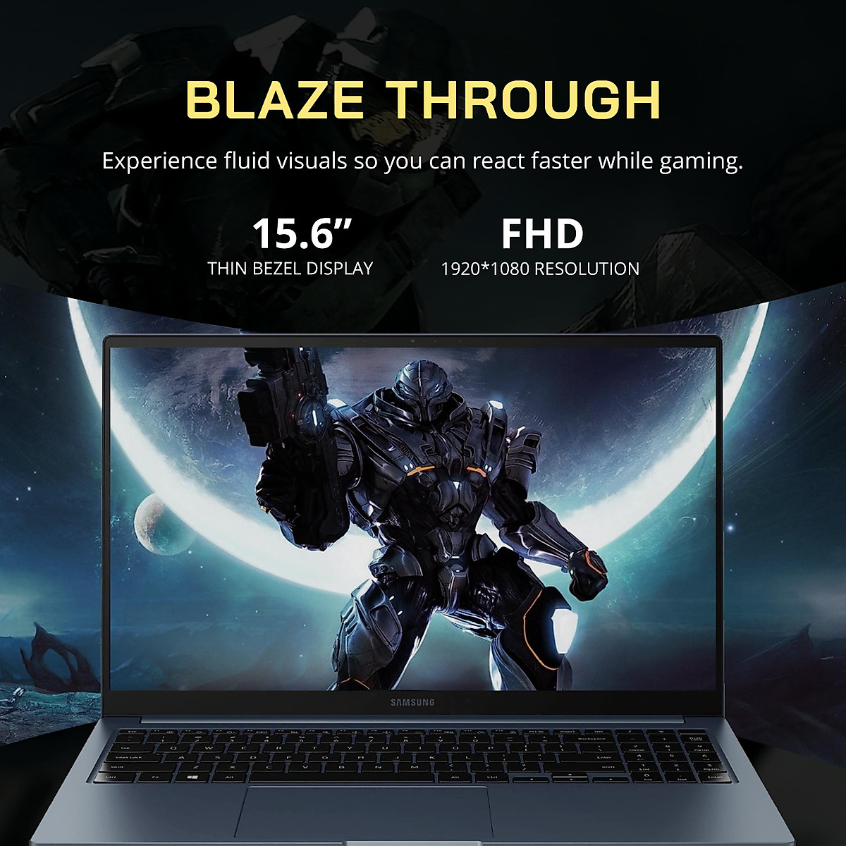 SAMSUNG Galaxy Book Odyssey 15.6" FHD Laptop, Intel Core i7-11600H, 16GB RAM, 512GB PCIe SSD, NVIDIA GeForce RTX 3050 Ti, 720P HD Webcam, Mystic Black, Win 11 Pro, 32GB Hotface USB Card