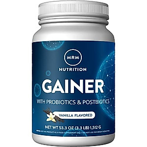 MRM Nutrition Gainer Protein with Probiotics + Postbiotics | Vanilla Flavored | 25g Protein | Whey Concentrate + Isolate + micellar Casein| Slow + Fast digesting| with Digestive enzymes | 18 Servings