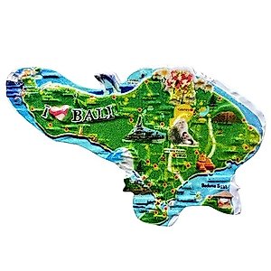 Bali Indonesia Creative Map Refrigerator Magnet 3D Travel Souvenir Fridge Decoration Magnetic Sticker Craft Collection