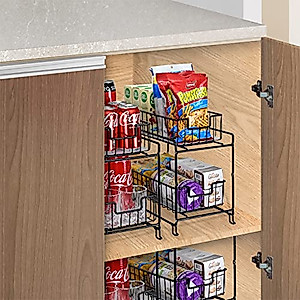 SUFAUY Pull-Out Sliding Drawer, 2 Tier Cabinet Organizer Metal Basket for Countertop Bathroom Storage, 123456