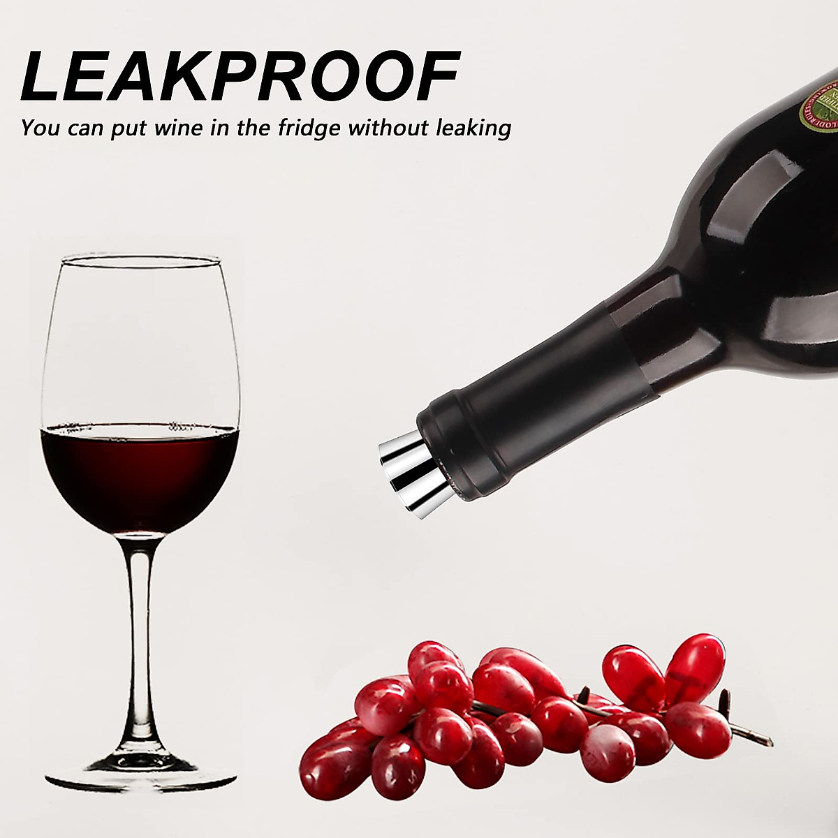 Wine Stopper, Reusable Decorative Bottle Stoppers for Kitchen, Bar, Gifts, Holiday Party, Wedding (5 Pack, Simple Style)