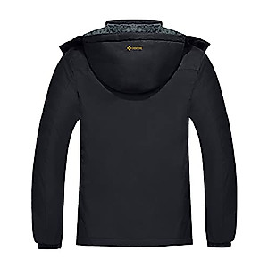 GEMYSE Men's Mountain Waterproof Ski Snow Jacket Winter Windproof Rain Jacket (Black,Medium)