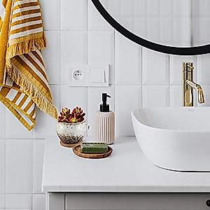 ZOUTOG Succulent Pots, 4 inch Colorful Ceramic Flower Pots, Succulent Planter with Drainage Hole and Bamboo Plant Saucers