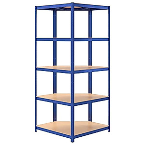 vidaXL 5-Layer Corner Shelf in Blue - Steel & Engineered Wood Material - Ideal for Residential and Commercial Storage - Meets California Proposition 65 Standards