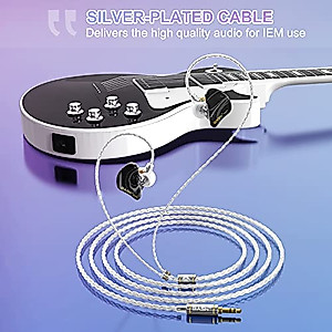 BASN MMCX in Ear Monitor Headphones, Musicians Triple Driver Noise Isolating Earphones with 2 Upgraded Detachable Cables (Black)