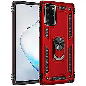 Military Grade Drop Impact for Samsung Galaxy Note 20 Case Note 20 5G Case 360 Metal Rotating Ring Kickstand Holder Armor Heavy Duty Shockproof Case for Galaxy Note 20 5G Phone Case (Red)