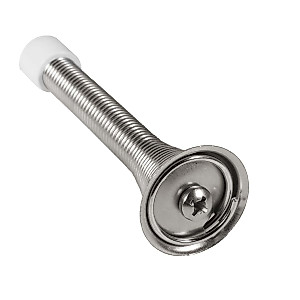 KISEER 12 Pack Spring Door Stops 3 1/4" Flexible Heavy Duty Spring Door Stopper with RustProof Screw Rubber Bumper Tips (Satin Nickel)