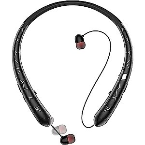 Yarayeon Bluetooth Headphones.Neckband Bluetooth Headphones with Vibration.IPX5 Sweatproof.Noise Canceling Stereo Headphones and Retractable Earbuds for Sports.Music.Meetings (Black2)