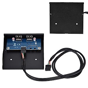 Socobeta USB 2.0 Front Panel Floppy Disk Bay Multi-Functional USB 2.0 Front Panel 3.5 Inch Floppy Bay 9 Pin to 2 Interface USB 2.0 HUB