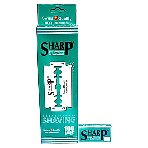 100 Sharp Hi Chromium Double Edge Razor Blades For Safety Razor - Men´s Safety Razor Blades For Shaving For Men For A Smooth And Clean Shave (1 Year Supply)