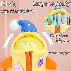 NBX NewmeBox Kawaii Pen/Pencil Holder for Desk, Plush Desk Organizer, Cute Desktop Supplies and Accessories, Animal Shape Design, Stationery Storage Caddy/Pouch for School, Girls, Boys(Duck)
