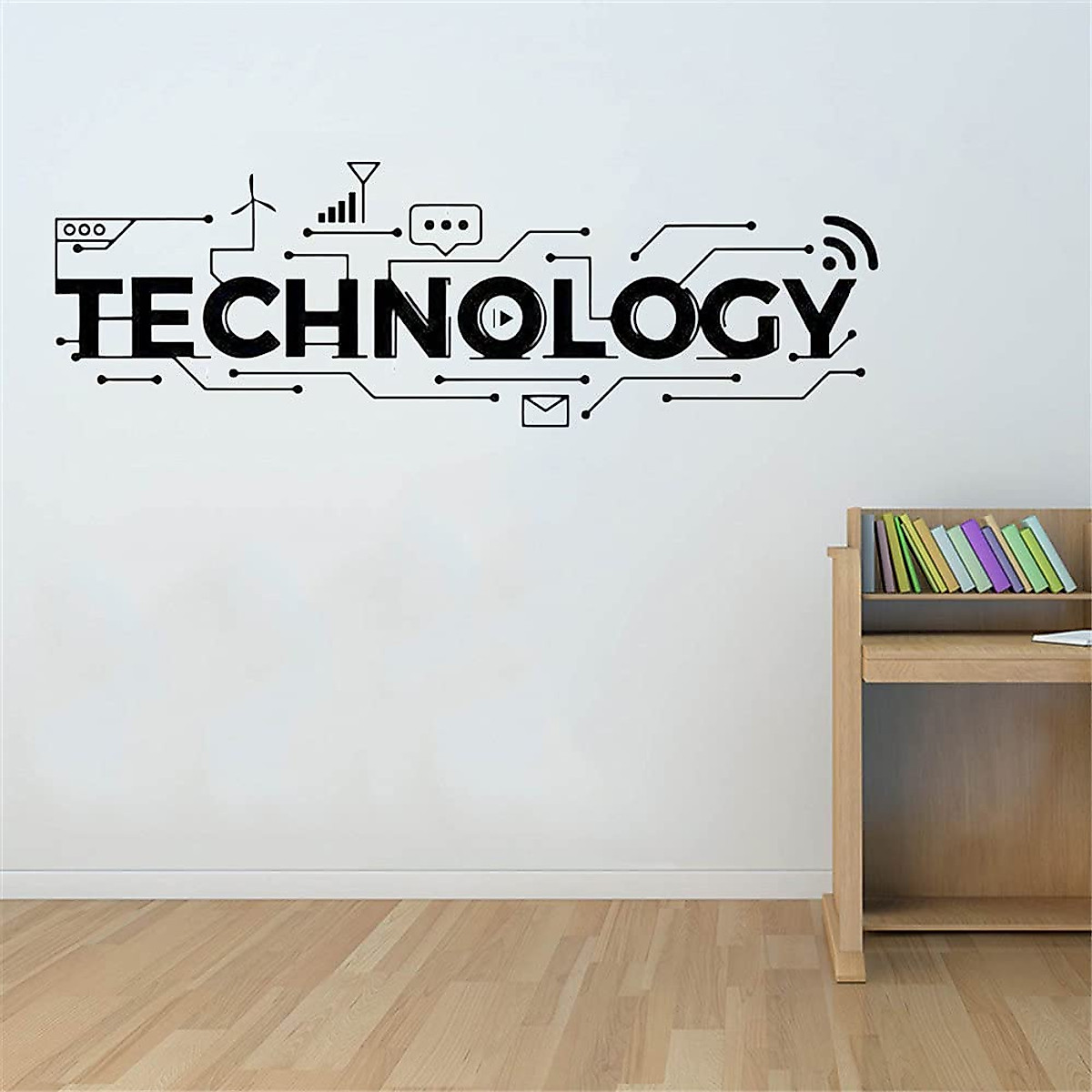 Teens Technology Lettering Wall Art Sticker School Education Science Wall Decal Vinyl Removable Vinyl Wall Mural Poster for Classroom Students Decor TM-33 (Black, 13" H x 40" W)