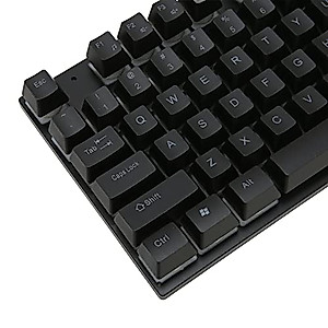 USB Gaming Keyboard, RGB Lighting Effect Thickened Low Base One Piece Design High and Low Key Design Gaming Keyboard for Gaming for Home for Office(H600 Black Characters-Single Keyboard)