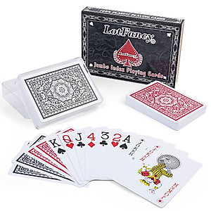 LotFancy Playing Cards, 100% Plastic, Waterproof - 2 Decks of Cards with Plastic Cases, Poker Size Standard Index, for Magic Props, Pool Beach Water Card Games