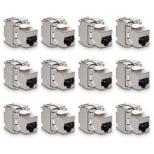 kwmobile Keystone Module Jacks - 12 Piece CAT6A Shielded Keystone Jack RJ45 Cat 6A Ethernet Module 10 Gbit with Shielded Metal Housing