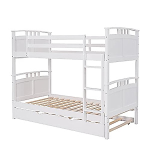 Lepfun Full-Over-Full Bunk Bed with Twin Size Trundle, Separable Bunk Bed for Bedroom, for Boys and Girls, No Box Spring Required, Space Saving Design, White