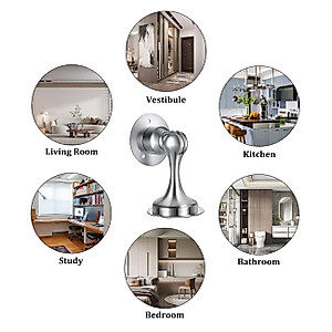 Magnetic Door Stop, Stainless Steel Door Stopper, No Drilling Magnetic Door Stopper with 3M Double-Sided Adhesive Tape, Screws for Stronger Mount, 2 Pack Door Holder Hold Your Door Open