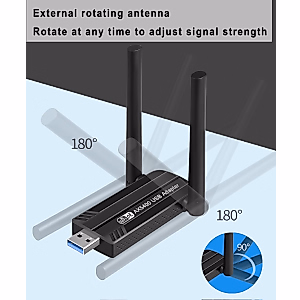 eppfun WF06E WiFi 6e 5400Mbps USB3.0 Adapter for PC/Desktop/Laptop, WiFi Stick Dongle with 2.4GHz/5GHz/6GHZ, Auto Driver, MU-MIMO, Low- Latency, Supports Win11/10