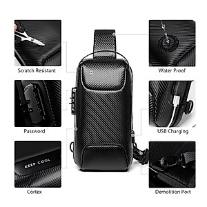 Konelia Anti-Theft Sling Chest Bag Backpack Waterproof Crossbody Shoulder Bag Travel Casual Daypack with USB Charge Port