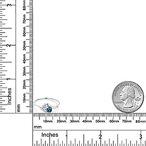 Gem Stone King 0.44 Ct Round White Topaz London Blue Topaz 10K White Gold Ring (Size 8)