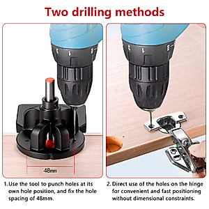 Concealed Positioning Hinge Hole Punch, 35mm Door Hinge Jig with 2 Retaining Clips, High Precision Aluminum Alloy DIY Cabinet Hinge Jig, Adjustable Quick Punch Cabinet Hardware Jig