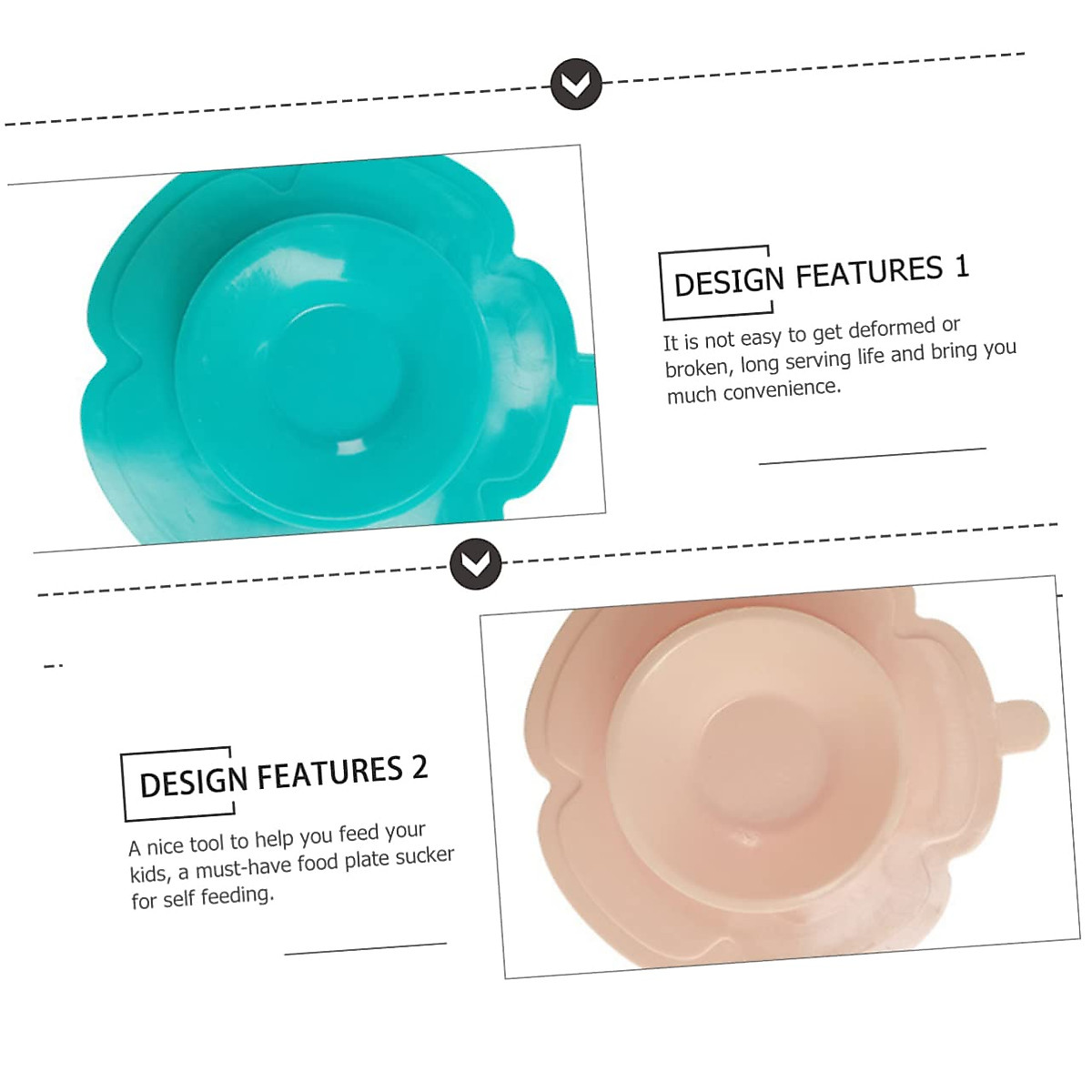 Hohopeti 6pcs Self Bathroom Cutlery Plate Hangers Cups Without Pads Kitchen Gift Plastic Double-Sided Portable Window Mat Baby for Kids Suction Suckers Shower Decoration Tableware