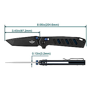 OKNIFE Rubato Pocket Knife, Tanto Style EDC Folding Knife with 154CM Stainless Blade and G10 Handle for Camping Indoor and Outdoor Activities (Black)