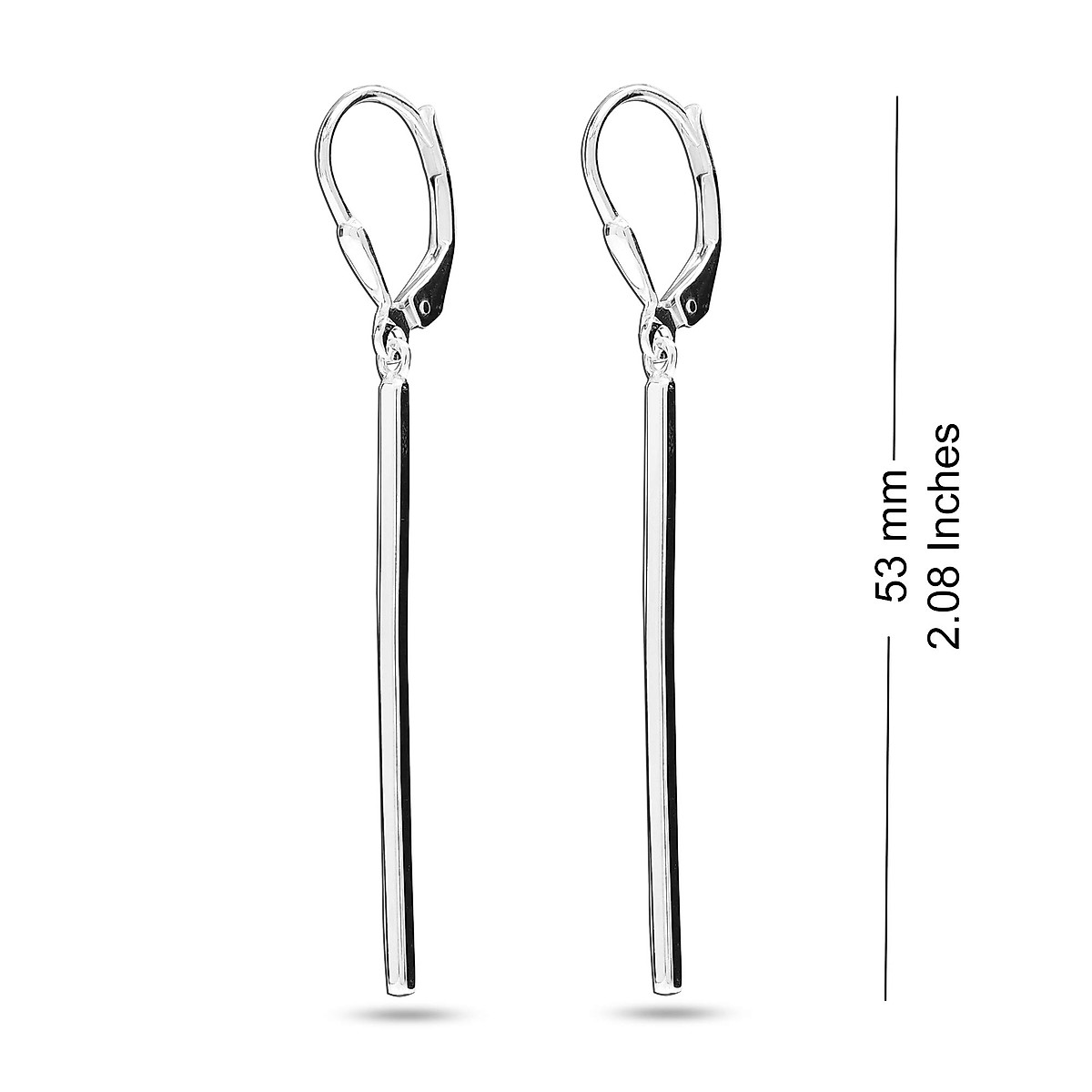 Charmsy 925 Sterling Silver Jewelry Lightweight Vertical Bar Leverback Drop Dangle Earrings for Women 53mm
