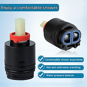 N40HKC Shower Cartridge Replacement,40mm Shower Faucet Cartridge,for Tub/Shower Faucet, the height of the product is 3.07 inches (78mm) and the width is 1.58 inches (40mm), Black (1Pack)