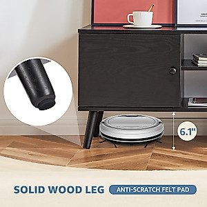 DUMOS TV Stand for 55 60 inch TV, Entertainment Center with Storage Cabinet, Mid Century Modern Media Console Table, Adjustable Hinge, Wooden Television Furniture for Living Room, Office - Black