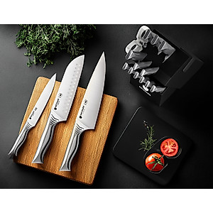 BRODARK Knife Set with Block, 15 Pieces Knife Block Set with Built-in Sharpener, One-Piece Stainless Steel Kitchen Knife Set, Razor Sharp Chef Knife Set, Shark Series