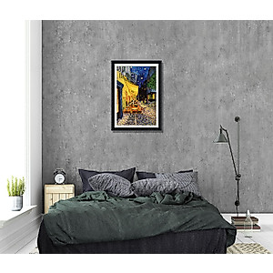 3D Print simulation hand painted texture on canvas painting Van Gogh Famous Classic Wall Art Café Terrace at Night Starry Night Blue Sky Hand Made Ornate Framed UNIQUE INNOVATION Patent pending