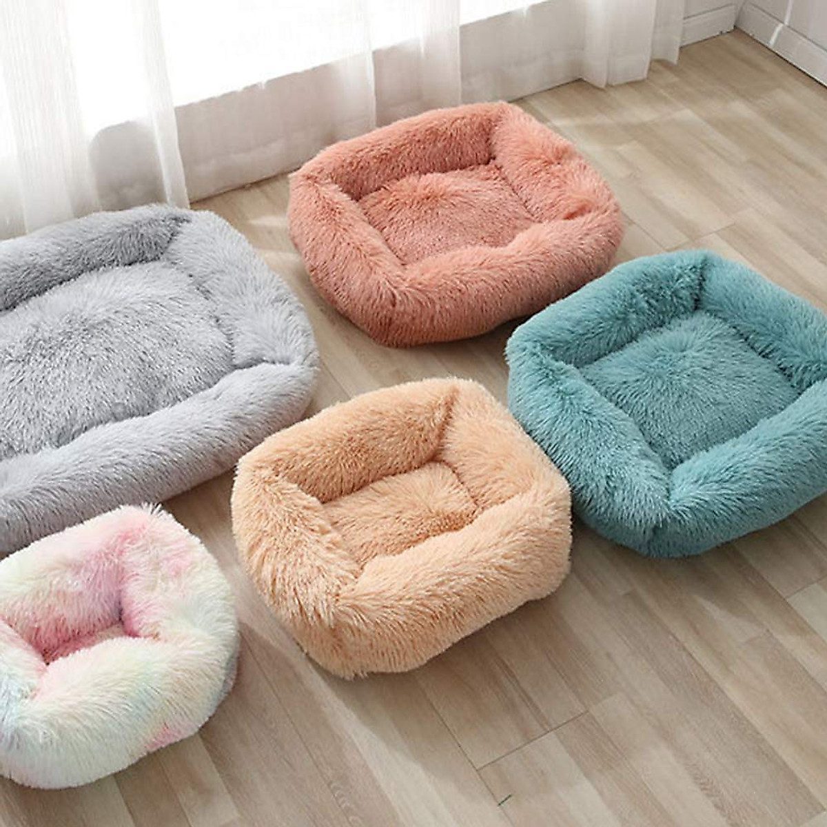 La La Pet® Donut Dog Cat Bed Cozy Cave Pet Bed Burrow Dog Bed Calming Cuddler Self-Warming Pet Bed Soft Plush Pet Cushion Improved Sleep for Cats Small Medium Dogs Green S