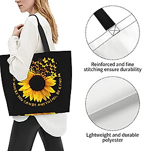 Qaxcdmky Sunflower Tote Bag Large Shoulder Bag Casual Reusable Handbag For Women Shopping Grocery Work