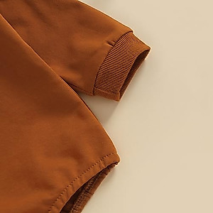 Amiblvowa Unisex Baby Girl Boy Christmas Outfit Long Sleeve Oversized Crewneck Sweatshirt Shirt Bubble Romper Xmas Clothes (Cookie Brown, 12-18 Months)