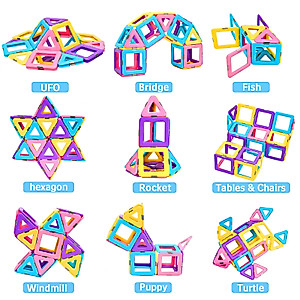 Upgraded Magnetic Blocks Building Tiles Toys for 3 4 5 6 7+ Year Old Boys Girls, Learning Educational STEM Gifts for Toddlers Kids Christmas Birthday Toys Compatible with Major Brands Building Blocks