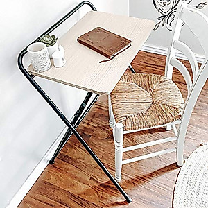 SOFSYS Modern Folding Desk for Small Space, Computer Gaming, Writing, Student and Home Office Organization, Industrial Metal Frame with Premium Desktop Surfaces, Oak/Black