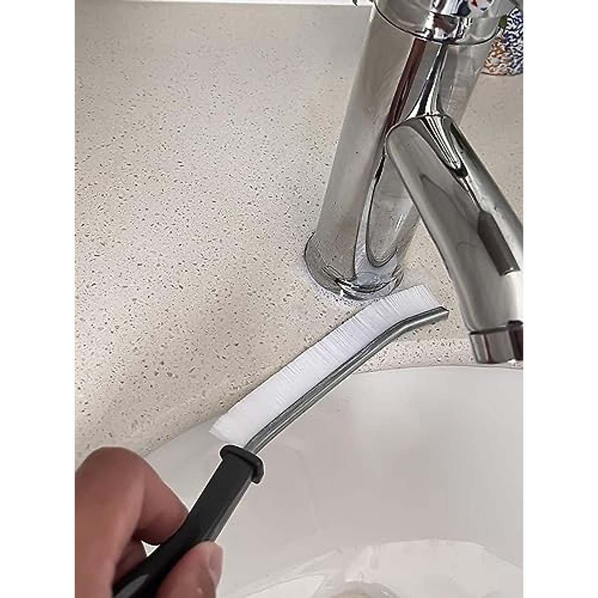 Hard-Bristled Crevice Cleaning Brush, Grout Cleaner Scrub Brush Deep Tile Joints - Stiff Angled Bristles for Showers, Bathtubs, Kitchens - Multi-Surface All-Around Household Cleaning Tool (A*3pcs)