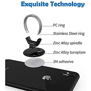 AirFly Phone Finger Ring Holder, 4 in 1, Universal Metal Phone Ring, Table Stand Kickstand, Car Vent Mount, Finger Grip Compatible All Smartphones, Black Matte