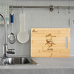 ATFIRM shark coochie board, Bamboo cutting board, shark coochie charcuterie board for kitchen meat, cheese chopping block, funny charcuterie board, laser engraved large charcuterie board (10’’ x 7’’)