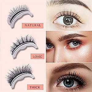 Self-adhesive Eyelashes,2024 New Snap on,3 Pairs Eyelashes Snap on No Adhesive (3*Natural)