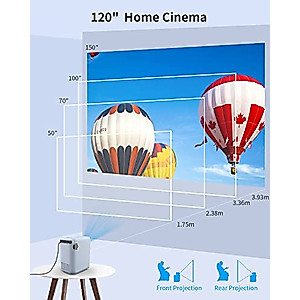 WiFi Projector Home Cinema Wireless 1080P Movie Projectors for iOS & Android, 7000 Lumens Full HD Indoor Outdoor Gaming Projector, Compatible with Airplay, Smartphone, TV Stick, HDMI, USB, PS5