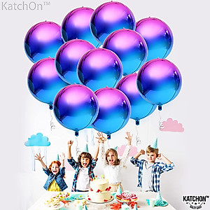 Katchon, Purple Galaxy Balloons - 22 Inch, Pack of 12 | Metallic Purple Balloons, Iridescent Balloons for Galaxy Party Decorations | Purple And Blue Balloons for Blue and Purple Party Decorations