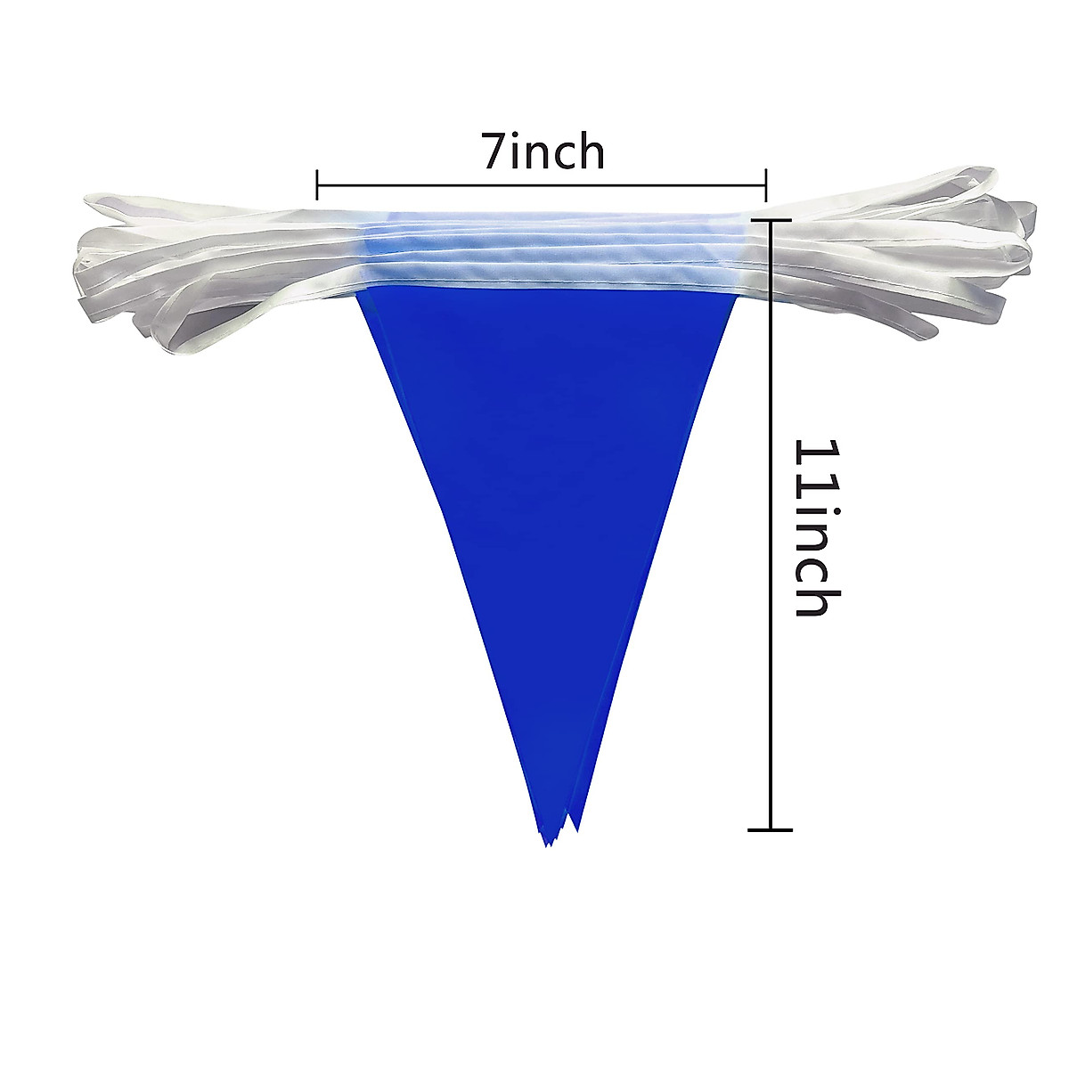 Consummate 100 Feet Blue Blank Pennant Banners Flags String Hanging DIY Triangle Bunting Flags for Grand Opening,Kids Birthday,Party Decorations,60 PCS