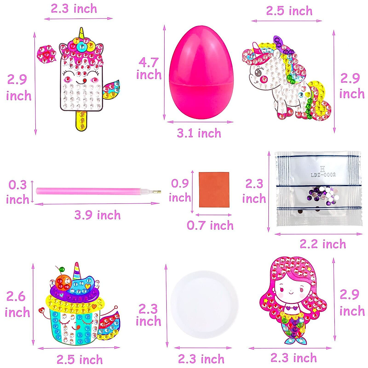 Easter Eggs Easter Basket Stuffers Filled 4 Eggs with Diamond Art Stickers Kit Inside, Colorful Large Plastic Easter Egg Fillers Easter Gifts for Kids Toddlers Teens Easter Toys Easter Egg Stuffers