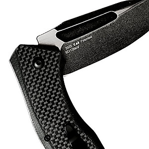 Kershaw Flourish Pocketknife, 3.5" 8Cr13MoV Steel Drop Point Blade, Assisted Opening with Flipper, Carbon Fiber Handle Overlay, Folding EDC,Black