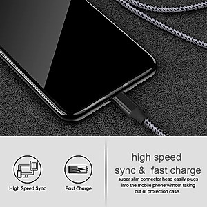 3 Pack 6 FT iPhone Charger Cable [Apple Mfi-Certified] Lightning Cable Nylon Braided High Speed USB Fast Charging Cord Compatible with iPhone 14/13 Pro Max/12/11/XS/XR/X/8 plus/7/6/5/iPad（Gray Black）