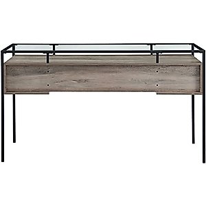 Walker Edison Writing Desk, 56, Glass Top 2 Drawer Computer, 56 Inch, Grey Wash